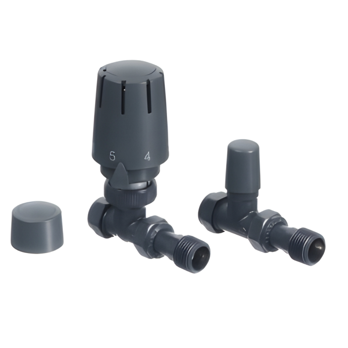 Altecnic Eres Straight TRV Lockshield Twin Pack 15mm Anthracite